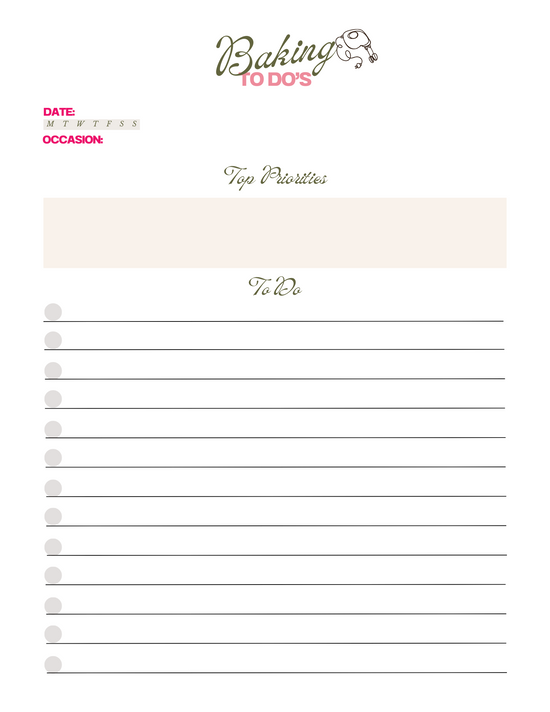 Everything Baking Planner Printable | Baking Organizer for Home Bakers ...
