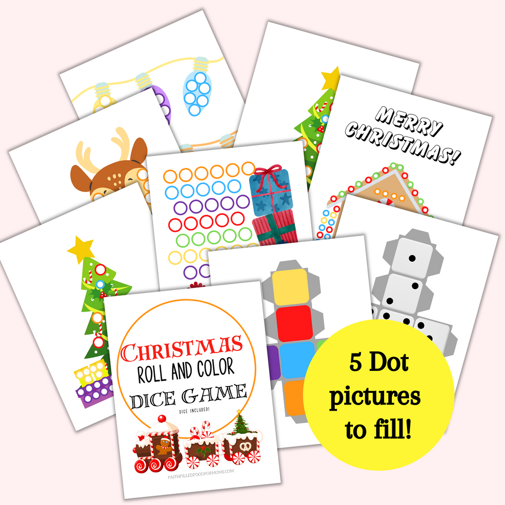 Christmas Roll and Color Dice Game for Kids – Faith Filled Printables