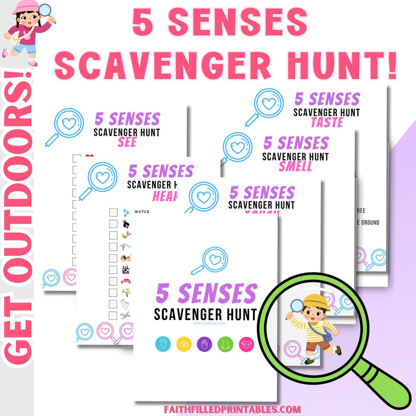 FUN Outdoor 5 Senses Scavenger Hunt for Kids – Faith Filled Printables